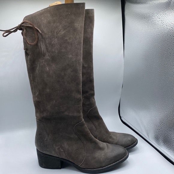 Born | Shoes | Born Felicia Riding Boot Grey Suede Sz M | Poshmark